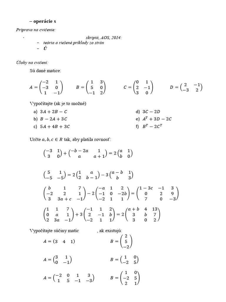C1-02 Matice-Operacie Vysledky | PDF