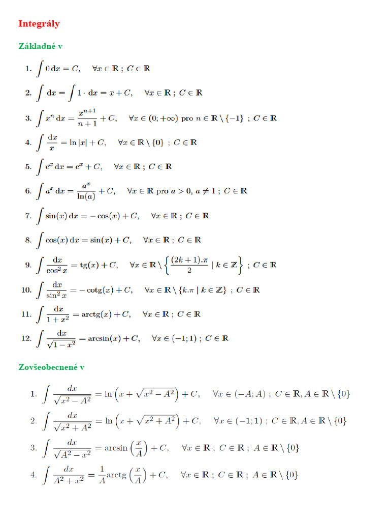 C3 02 - Integraly Vzorce | PDF