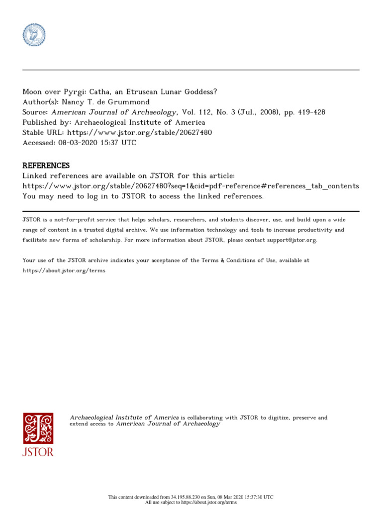 Catha: Etruscan Lunar Goddess at Pyrgi | PDF | History