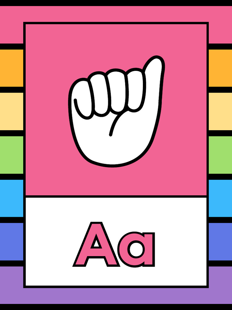 ASL Alphabet Posters in Colorful Lined Style | PDF