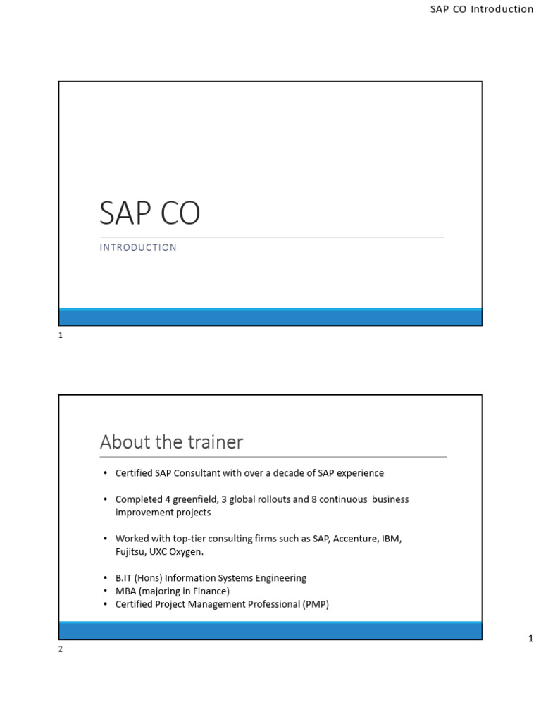 01 CO - Introduction to SAP CO | PDF | Computing | Business