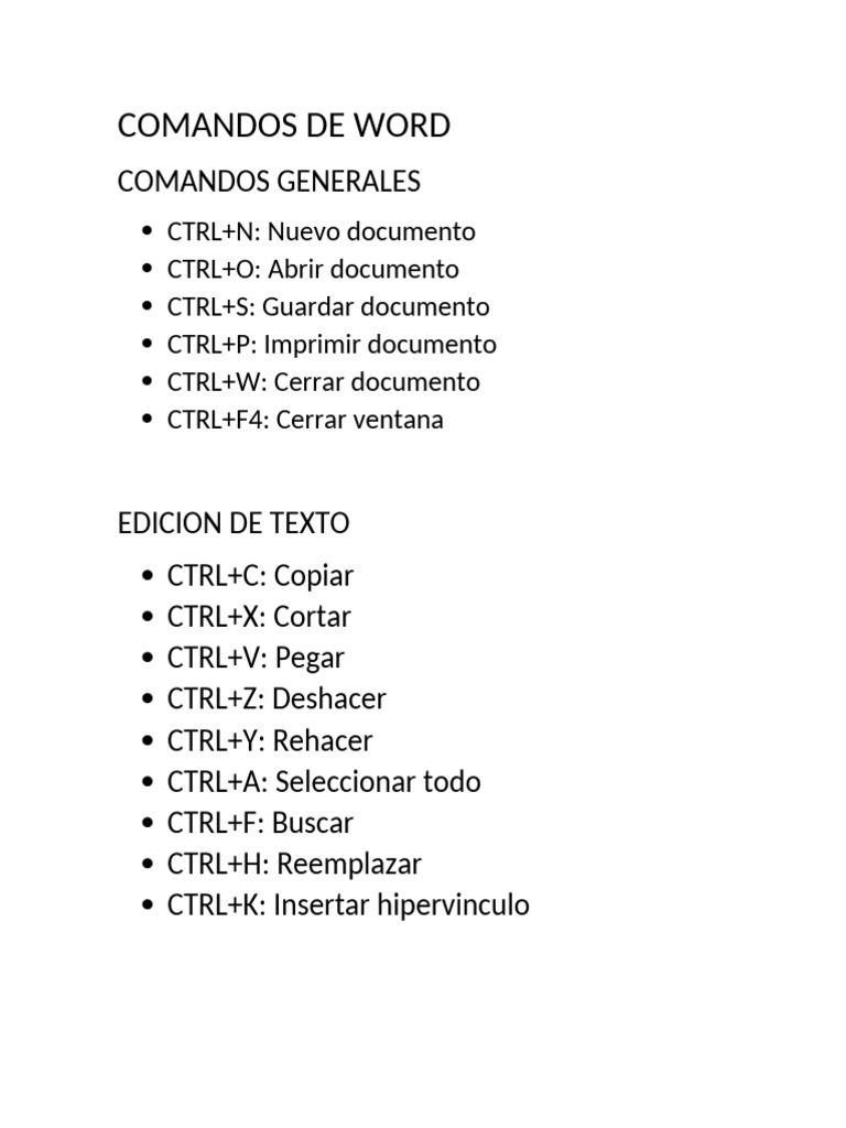 Comandos de Word | PDF