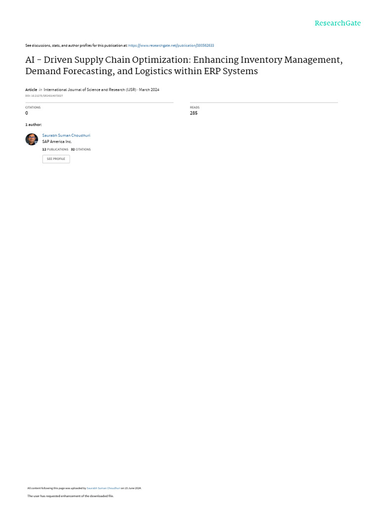 AI - Driven Supply Chain Optimization: Enhancing Inventory Management ...