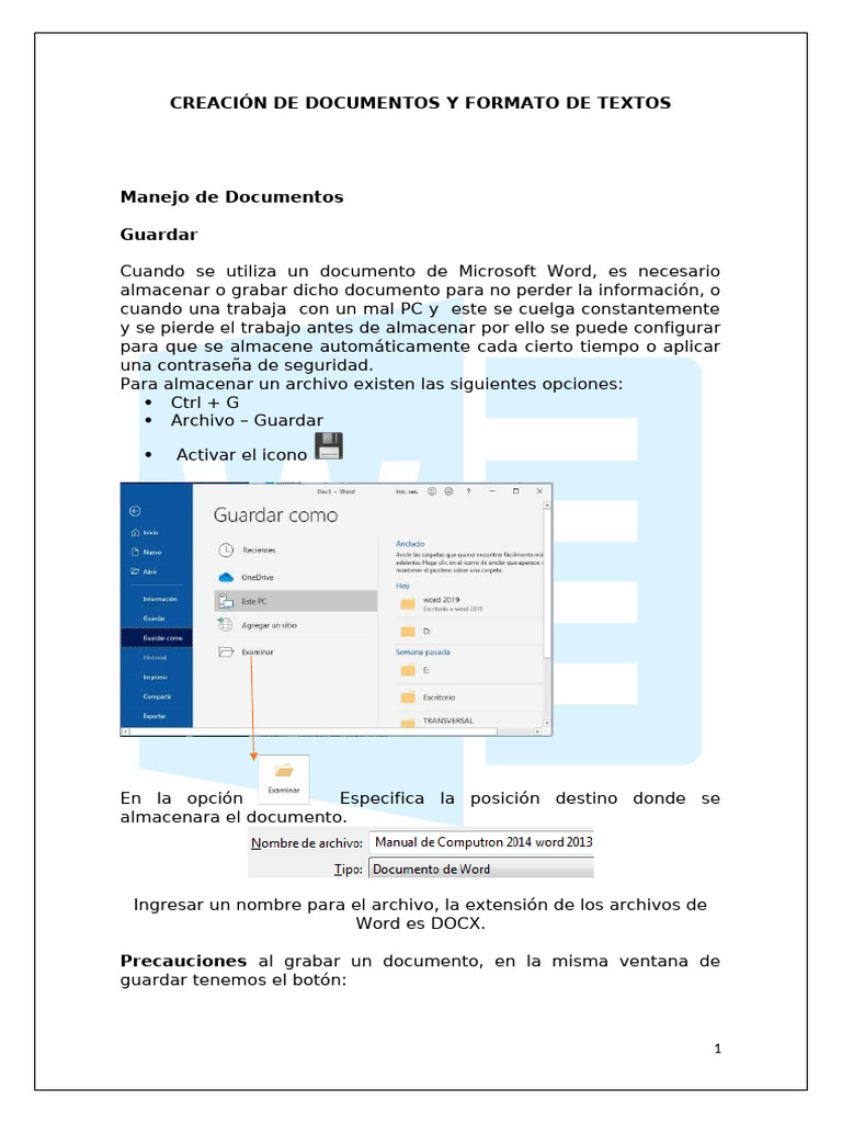 Creación de Documentos y Formato de Textos | PDF | Archivo de ...