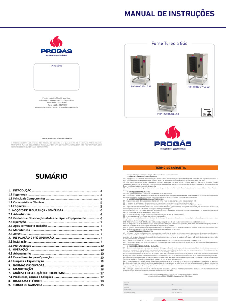 P36269 Manual Turbo Gas PRP 8000 STYLE G2 PRP 10000 STYLE G2 PRP 12000 ...