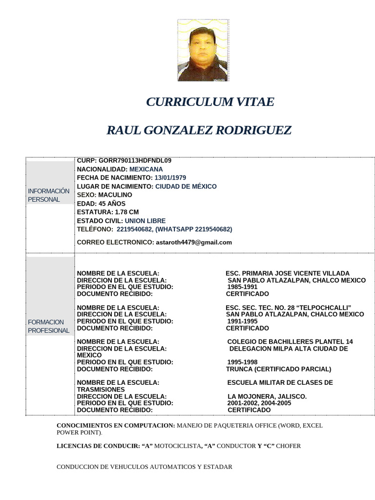 Curriculum Actual Raul 22 Oct 2024 | PDF | Valores | Política de defensa