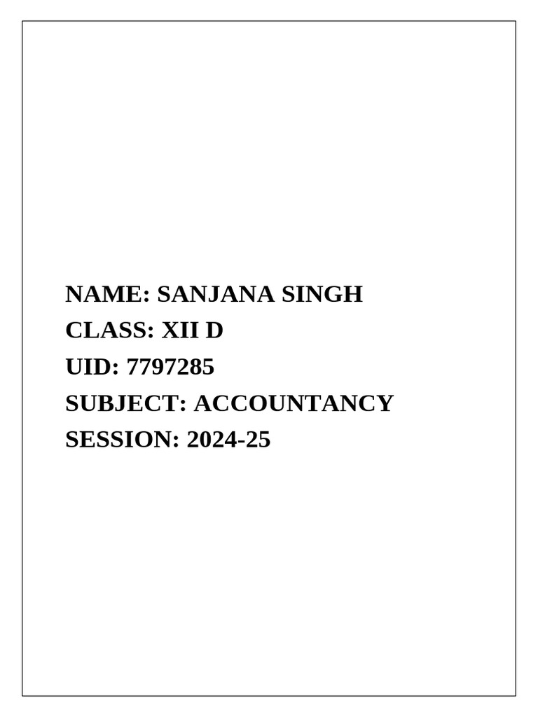Accounts Project 2 - Sanjana Singh | PDF | Expense | Financial Statement