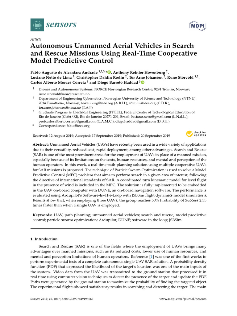 Autonomous Unmanned Aerial Vehicles In Search And Rescue Missions Using