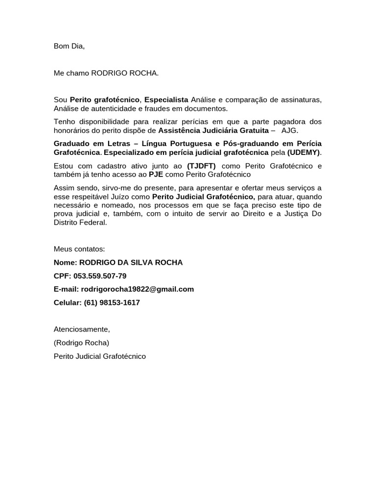 Modelo - Email de Apresentacao (Enviar para As Varas Civeis) | PDF | Ciências Sociais | Direito