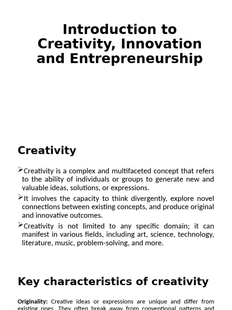 1 Introduction to CIE (1) | PDF | Entrepreneurship | Creativity