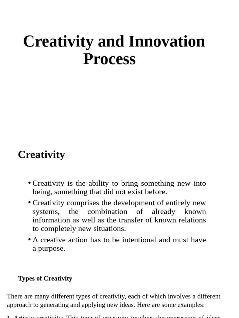 2 Creativity & Innovation process | PDF | Creativity | Thought