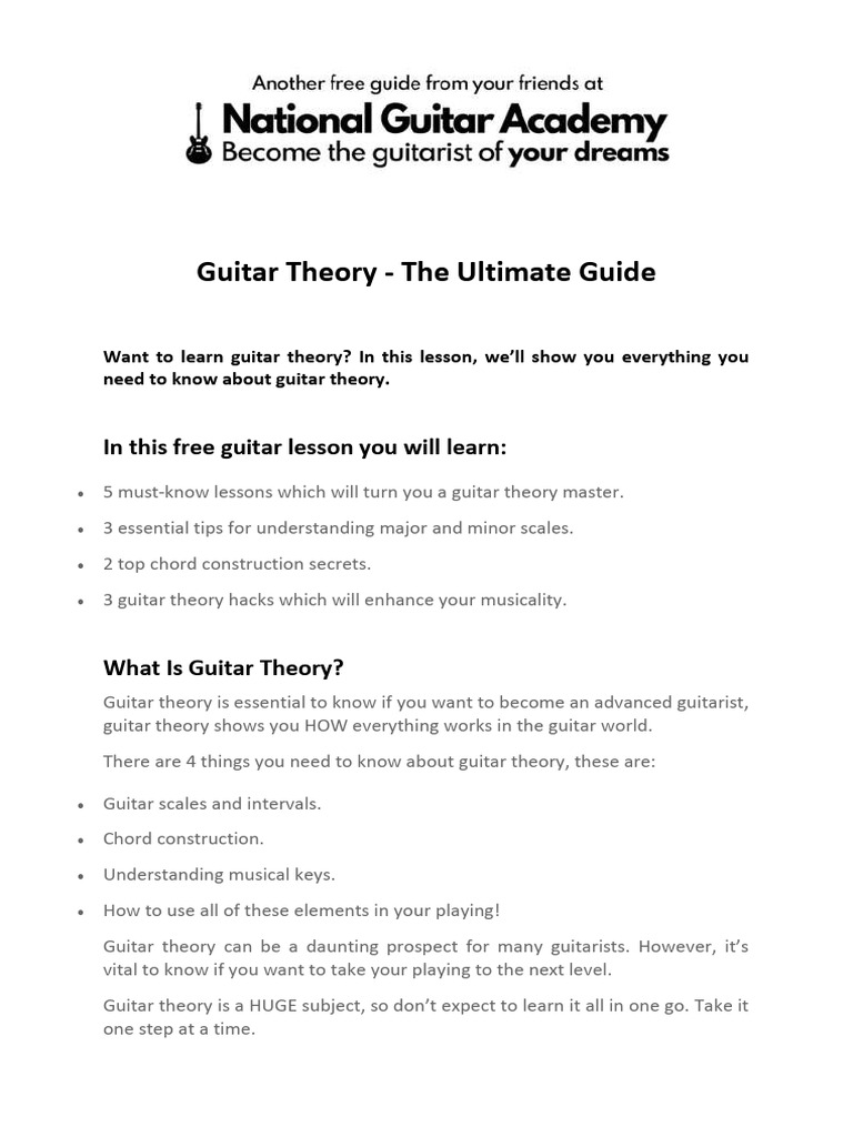 Guitar Theory for Aspiring Guitarists | PDF | Chord (Music) | Scale (Music)