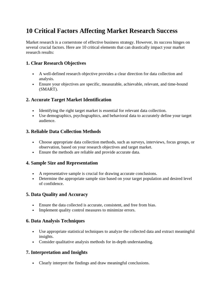 10 Key Factors for Market Research Success | PDF | Marketing Research ...