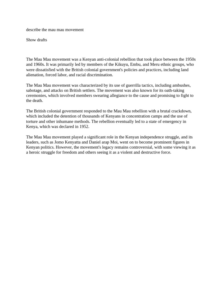 Mau Mau Movement: Kenyan Rebellion | PDF