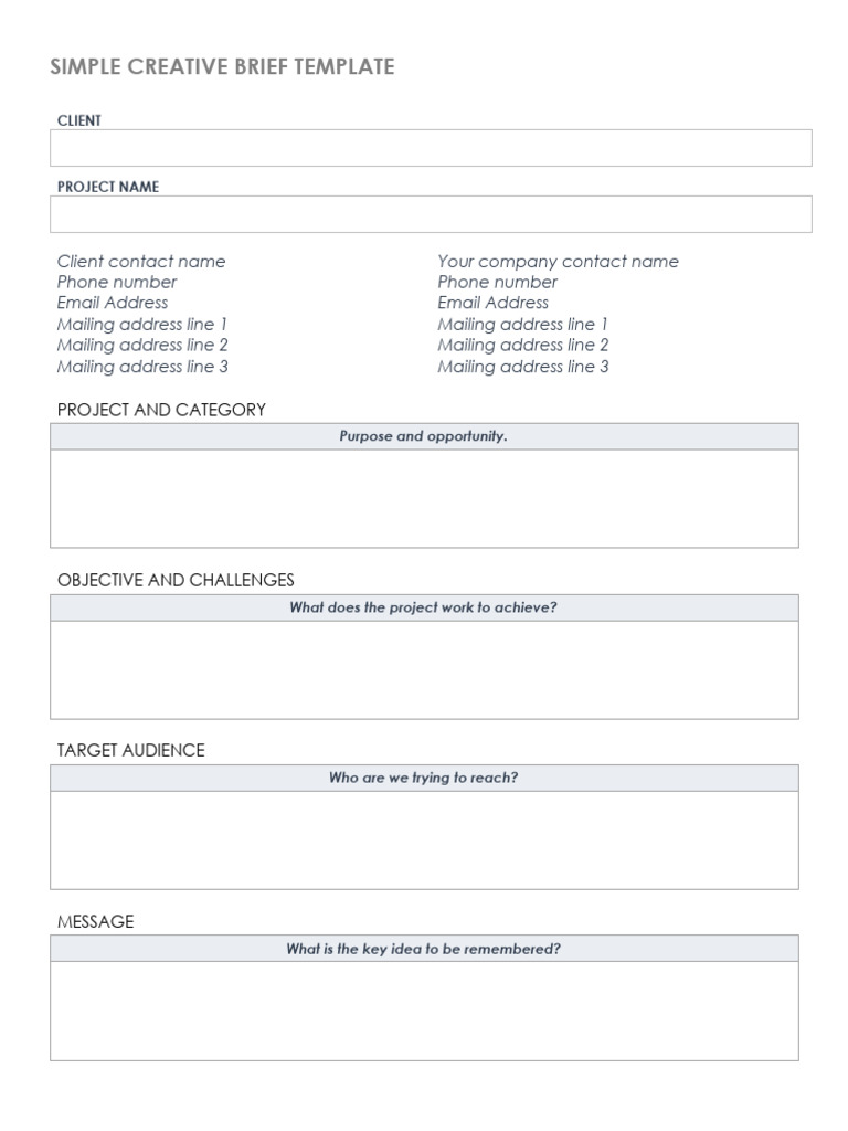 SIMPLE CREATIVE BRIEF TEMPLATE | PDF