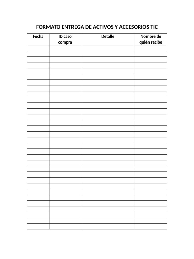 Formato Entrega de Activos y Accesorios Tic | PDF