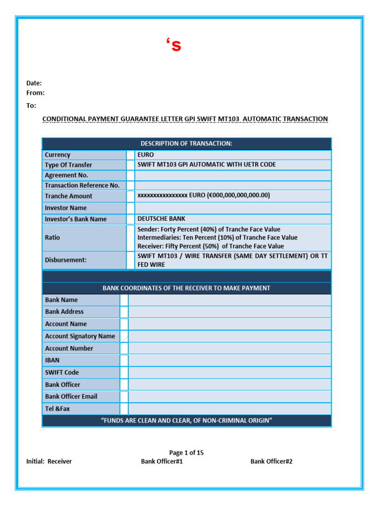 4 1 Conditional Bank Endorse PGL GPI AUTOMATIC WITH UETR CODE | PDF ...