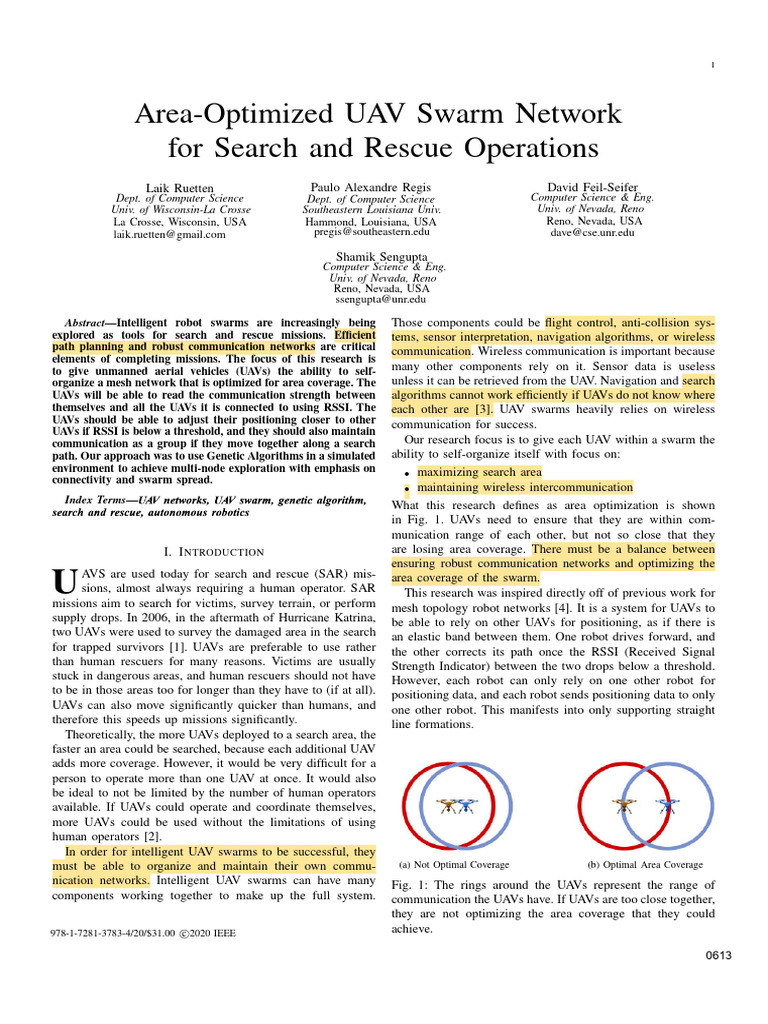 Area-Optimized UAV Swarm Network | PDF | Unmanned Aerial Vehicle | Matrix (Mathematics)