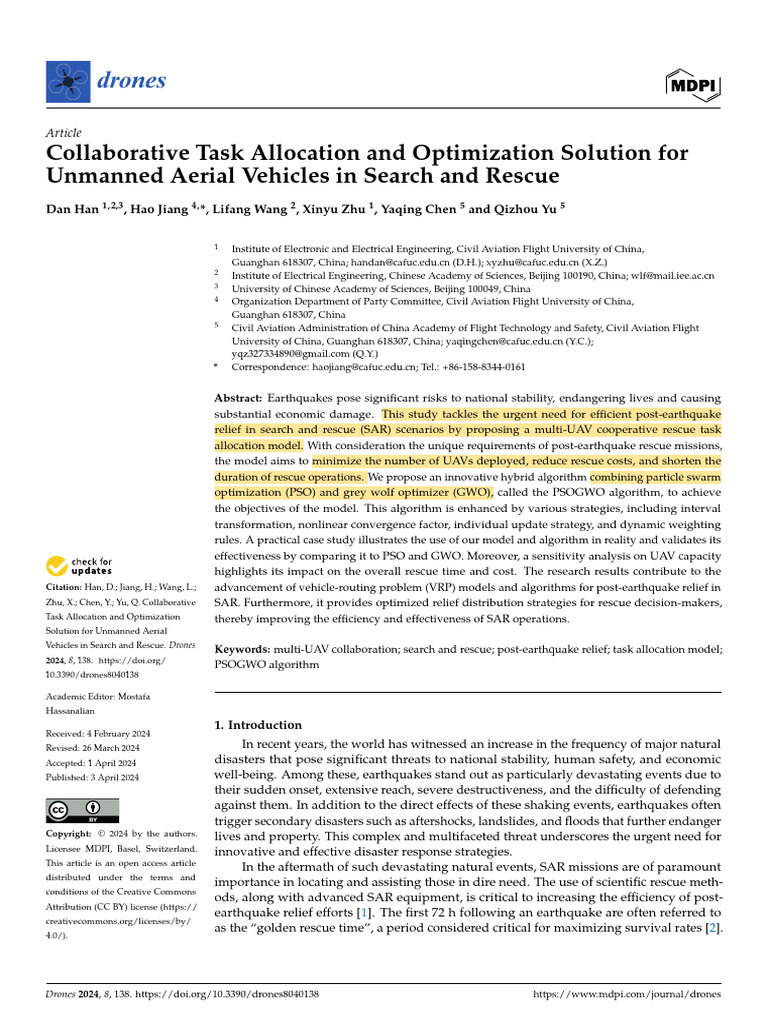 Collaborative Task Allocation And Optimization Solution For Unmanned Aerial Vehicles In Search