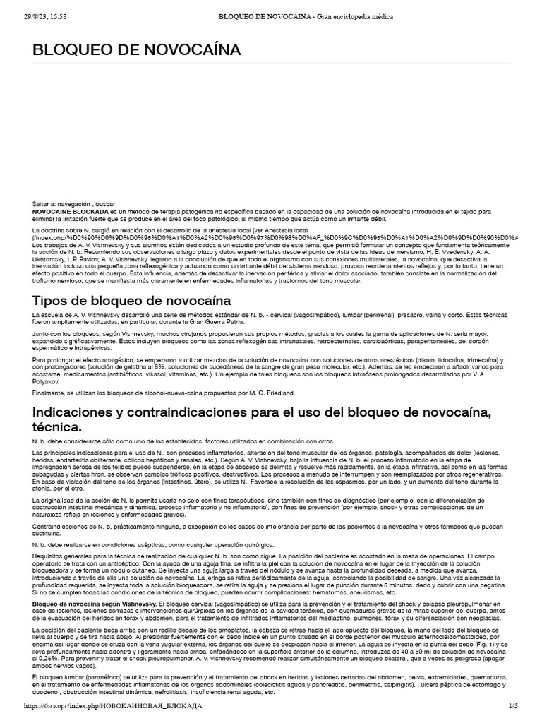 BLOQUEO DE NOVOCAÍNA - Gran Enciclopedia Médica | PDF | Abdomen ...