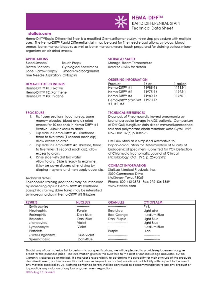 IFU-295 11970-16 HemaDiff Technical Data Sheet 081718 | PDF ...