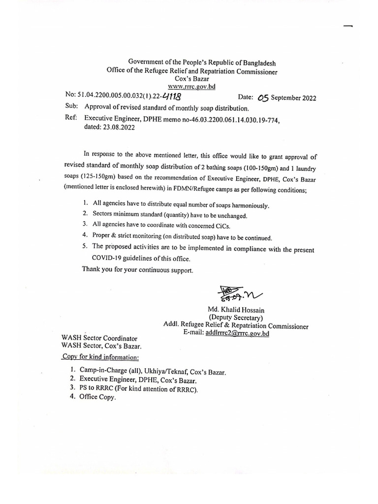 RRRC Approved Soap Distribution Standard For FDMN Camps - September ...