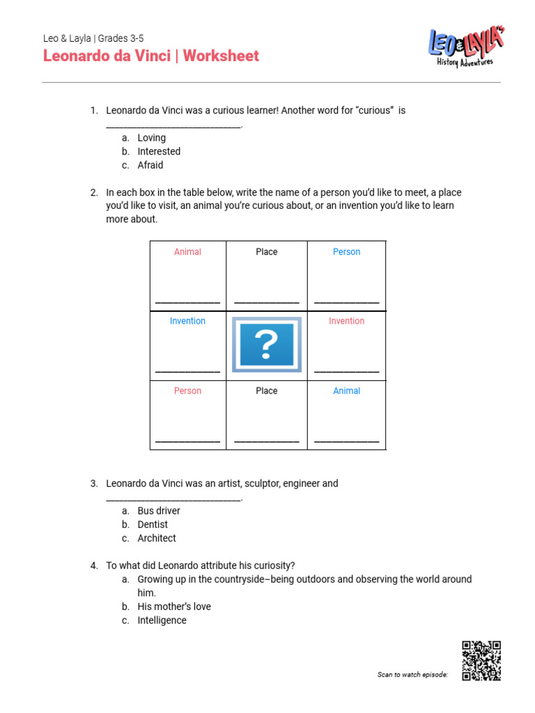 Leonardo_da_Vinci___Worksheet_ | PDF | Leonardo Da Vinci