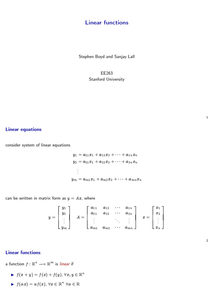 lin-fcts | PDF | Matrix (Mathematics) | Linear Map