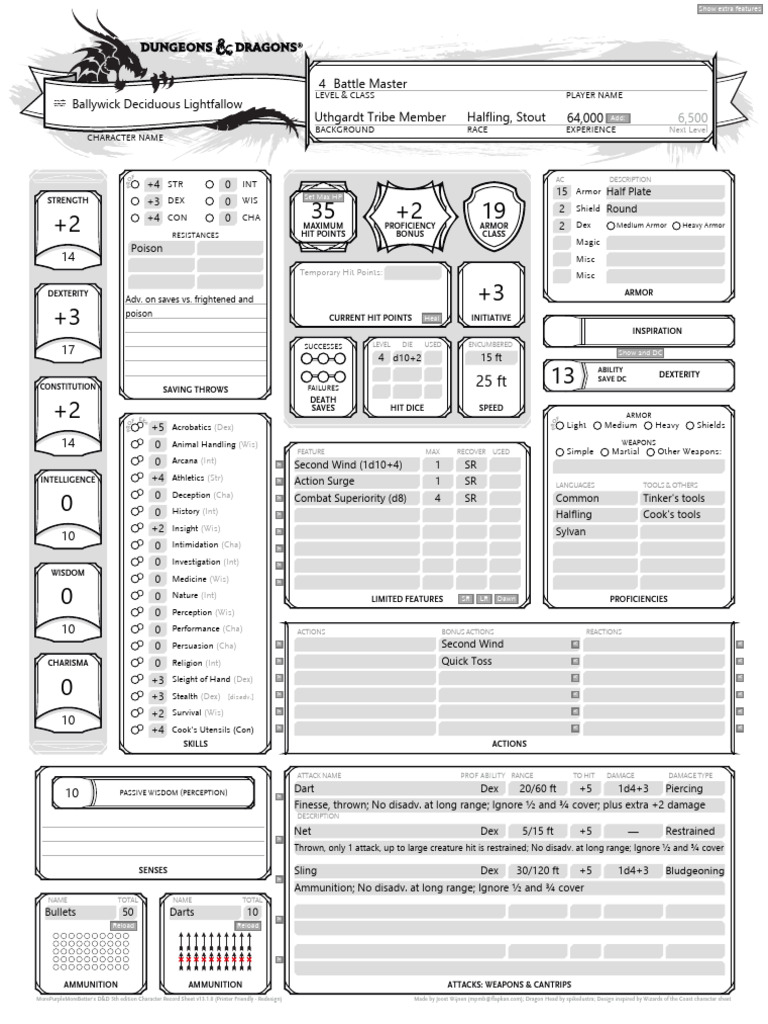 D&D Character Sheet Overview | PDF | Dungeons & Dragons | Grappling