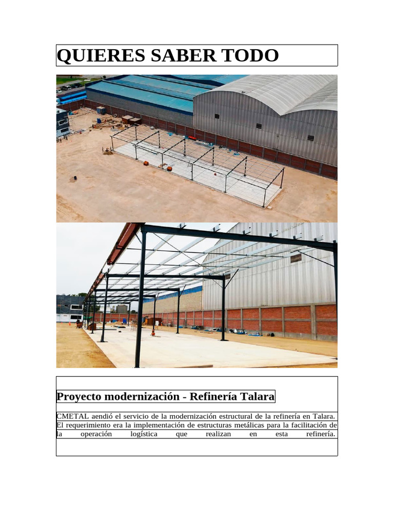 Estructuras Metálicas para Refinería Talara | PDF