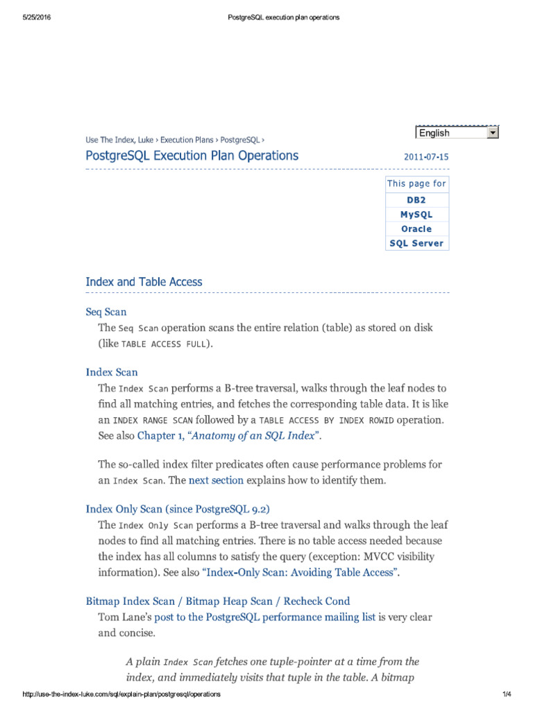 Indexand Table Acces Postgre SQL | PDF