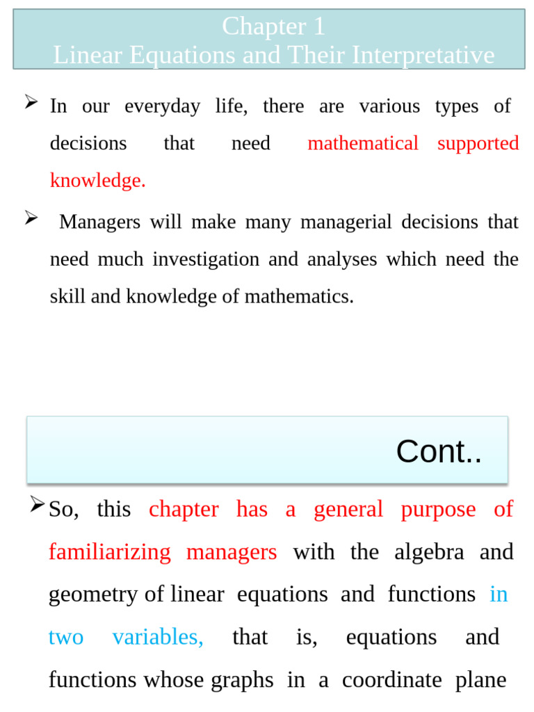 Linear Equations in Managerial Decisions | PDF | Matrix (Mathematics ...
