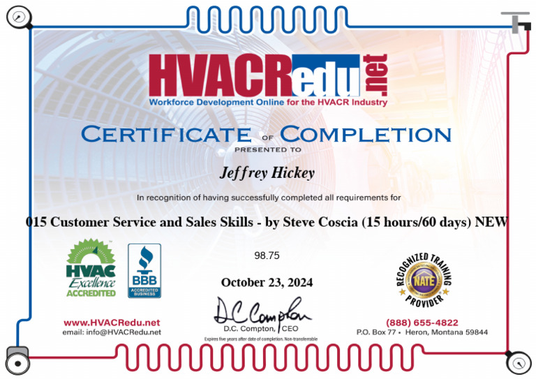 HVACRedu Customer Service Module Cert | PDF