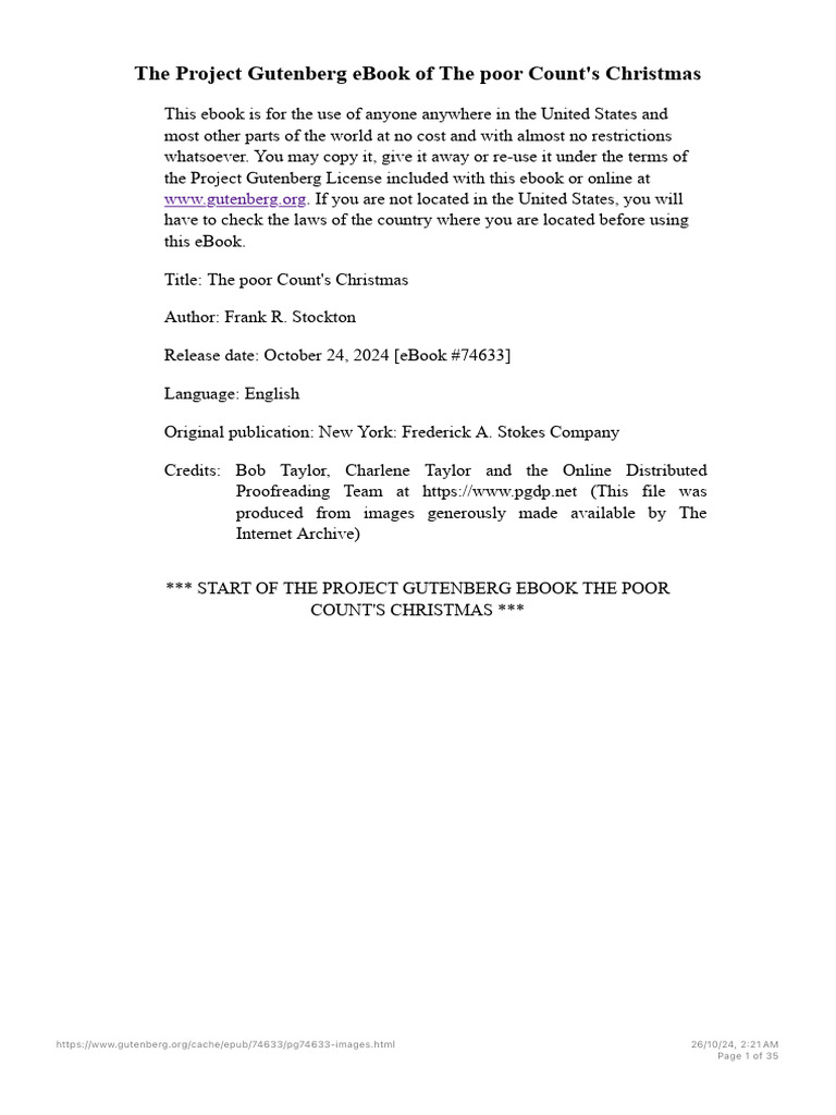 The Poor Count's Christmas - Project Gutenberg | PDF | Project ...