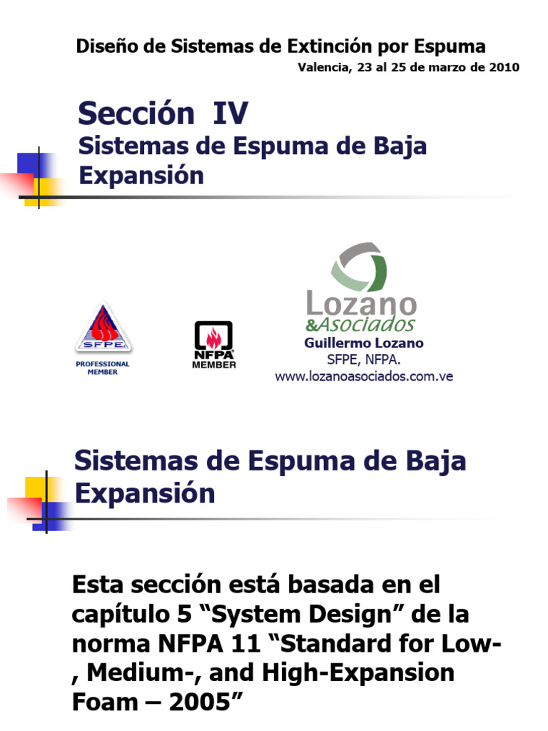 Sección IV Sistemas de Espuma de Baja Expansion | PDF | Espuma | Líquidos