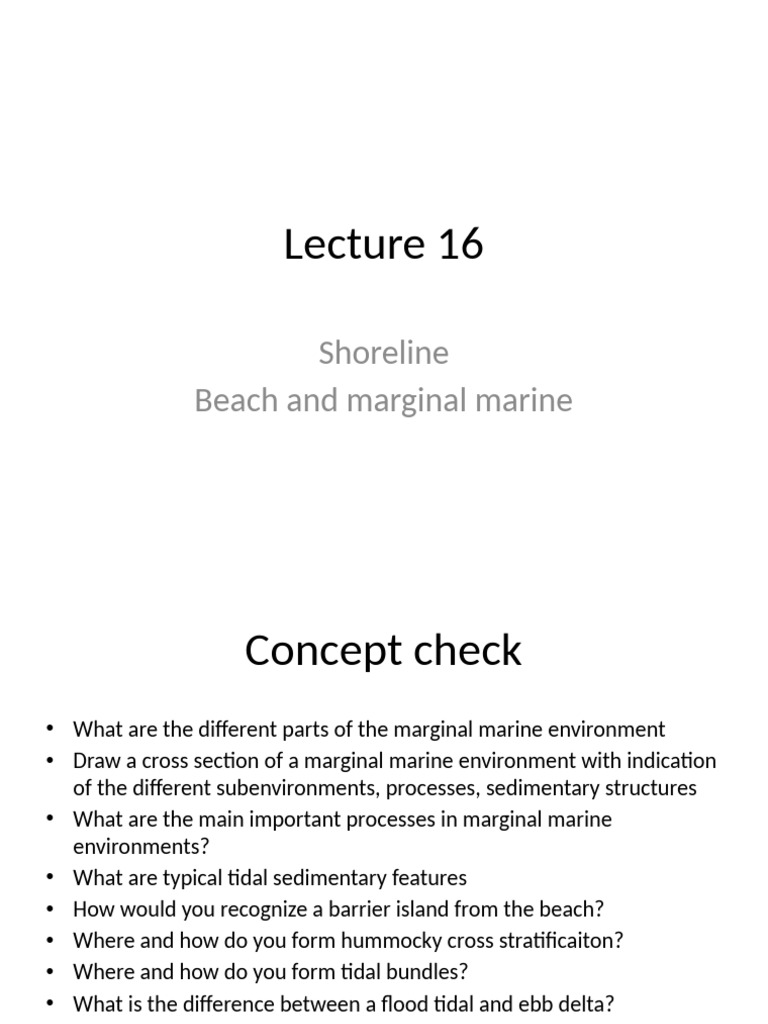 Lecture 16 Beach and Shoreline Environments | PDF | Coast | Beach