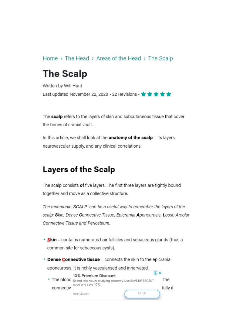 Anatomy and Blood Supply of the Scalp | PDF | Vein | Human Anatomy