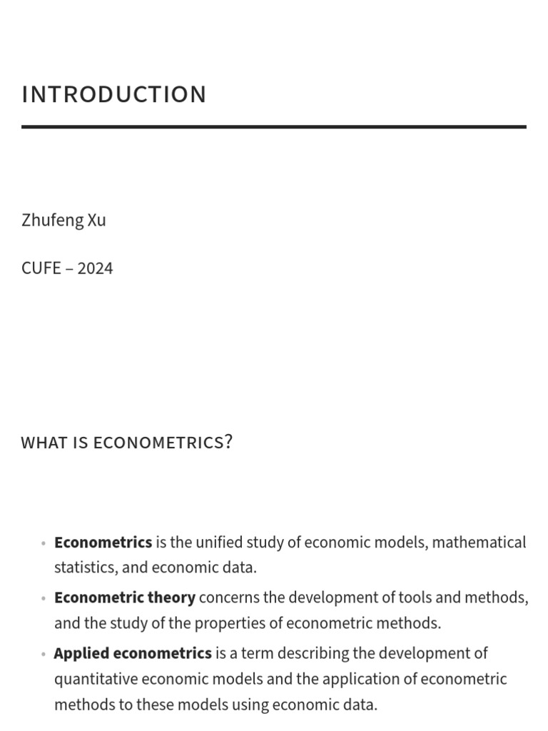 Lec 01 Introduction 2 Pdf Econometrics Statistics