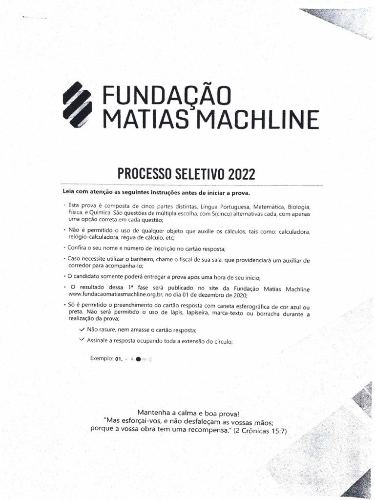 Prova FMM - PS2022 | PDF