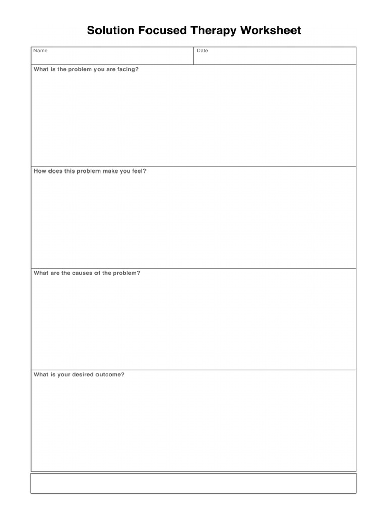 Solution Focused Therapy Worksheet | PDF