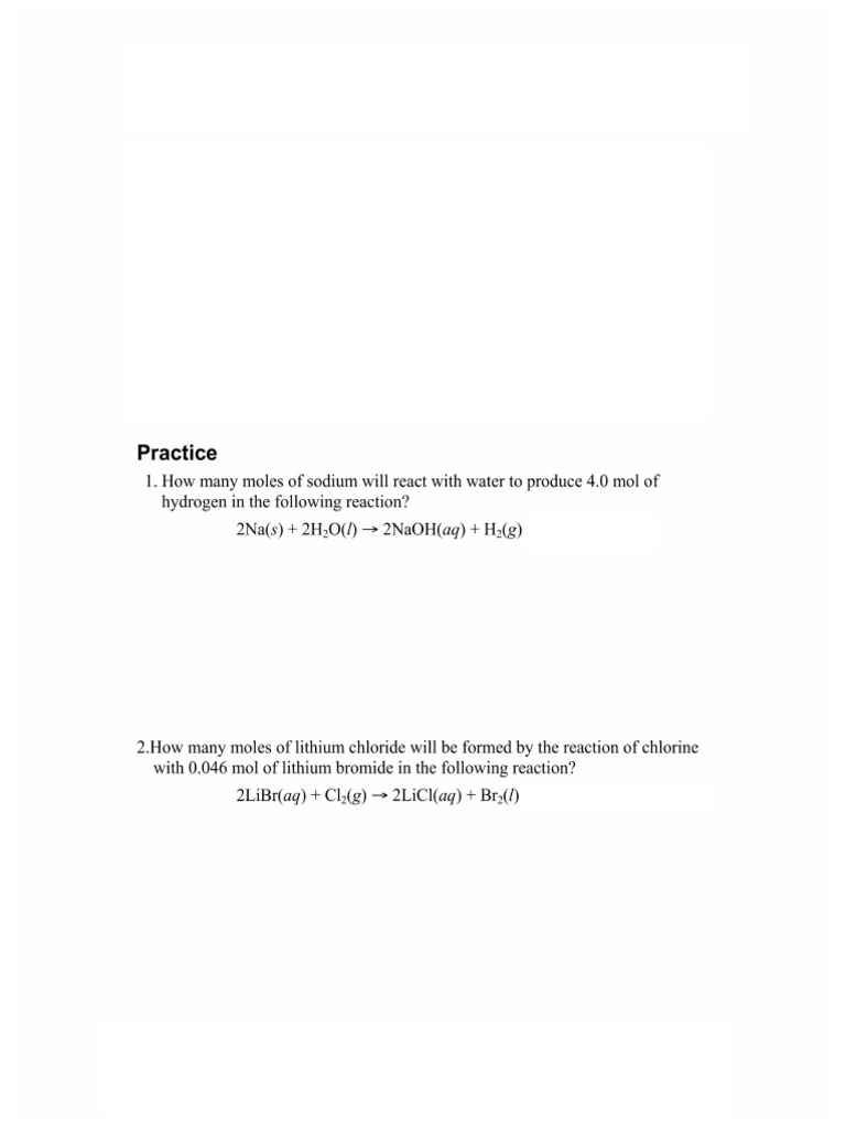 (CHEMISTRY) Stoichiometry Practice Problems | PDF