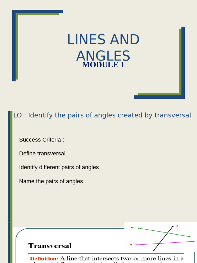 Types of Angles Ctreated by Transversal | PDF