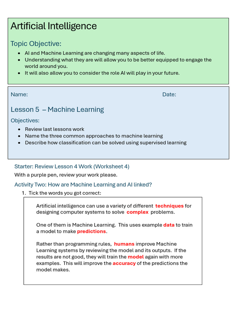 Worksheet 5 - Machine Learning Part 2 | PDF | Machine Learning ...