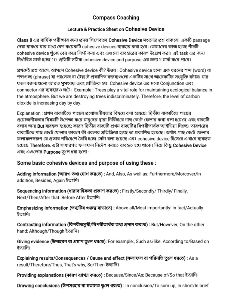 Cohesive Device Class 8 | PDF | English Language | Climate Change