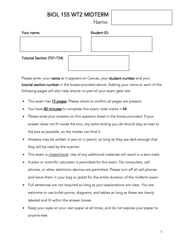 BIOL155 - 2021 - WT2 Midterm | PDF | Capillary | Heart