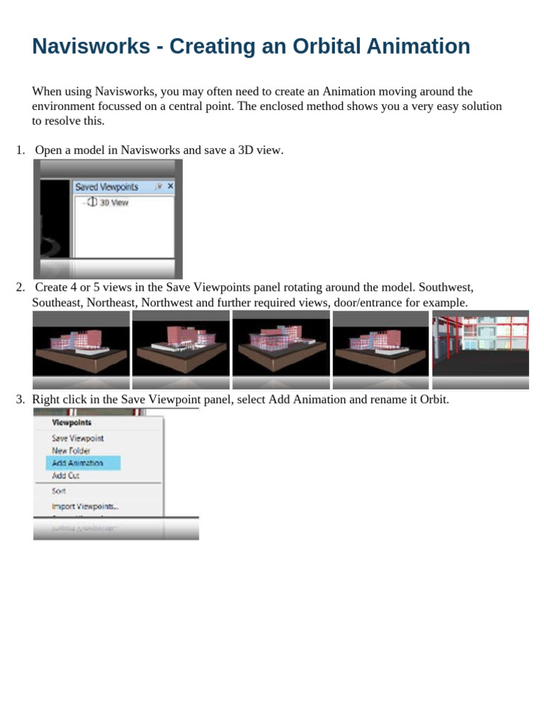 Navisworks - Creating An Orbital Animation | PDF | Computers