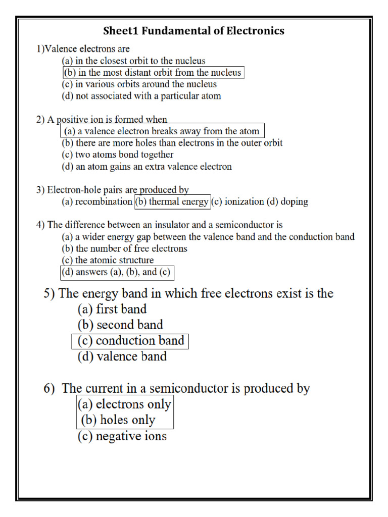 Sheet1 Fundamental of Electronics | PDF