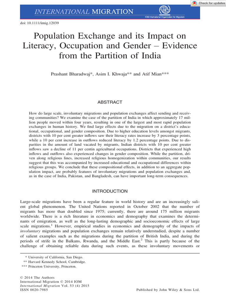 Population-exchange-and-its-impact | PDF | Partition Of India | Human ...