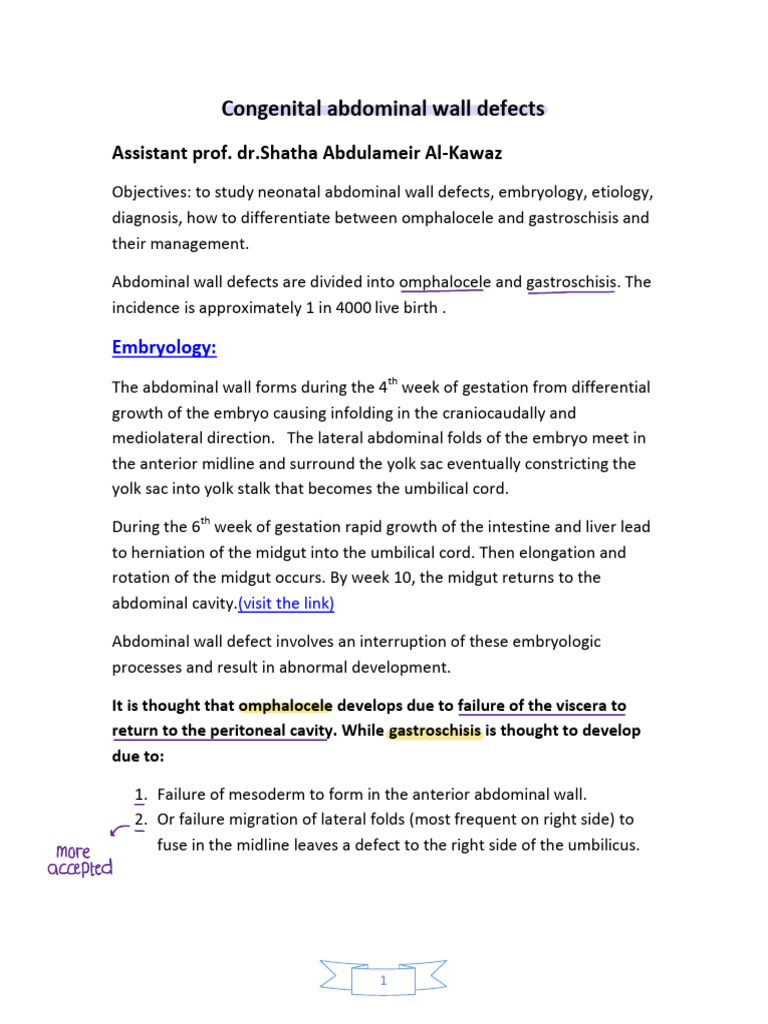 CAW Defects, Inguinal and Umbilical Hernias - Notes | PDF | Pediatrics ...