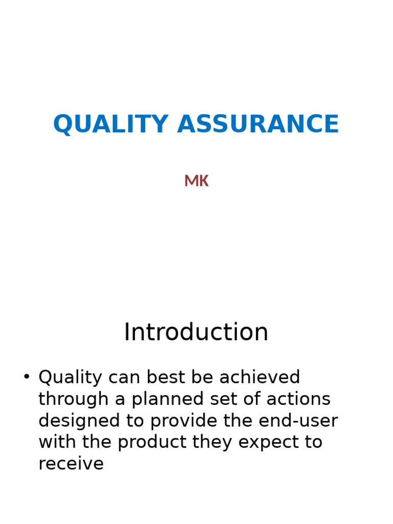 Quality Assurance | PDF | Quality Assurance | Evaluation